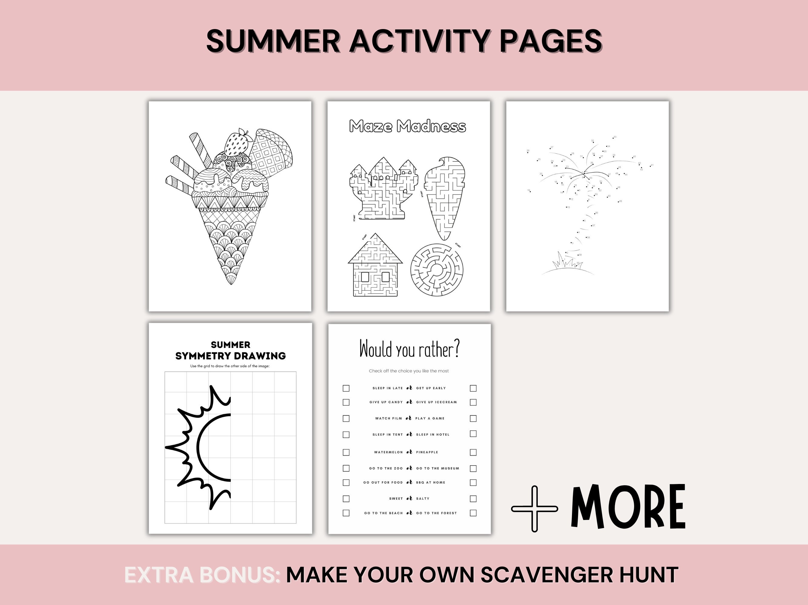 Summer Kids Activities, Coloring Pages, Mazes, Word Search, Dot to Dot ...