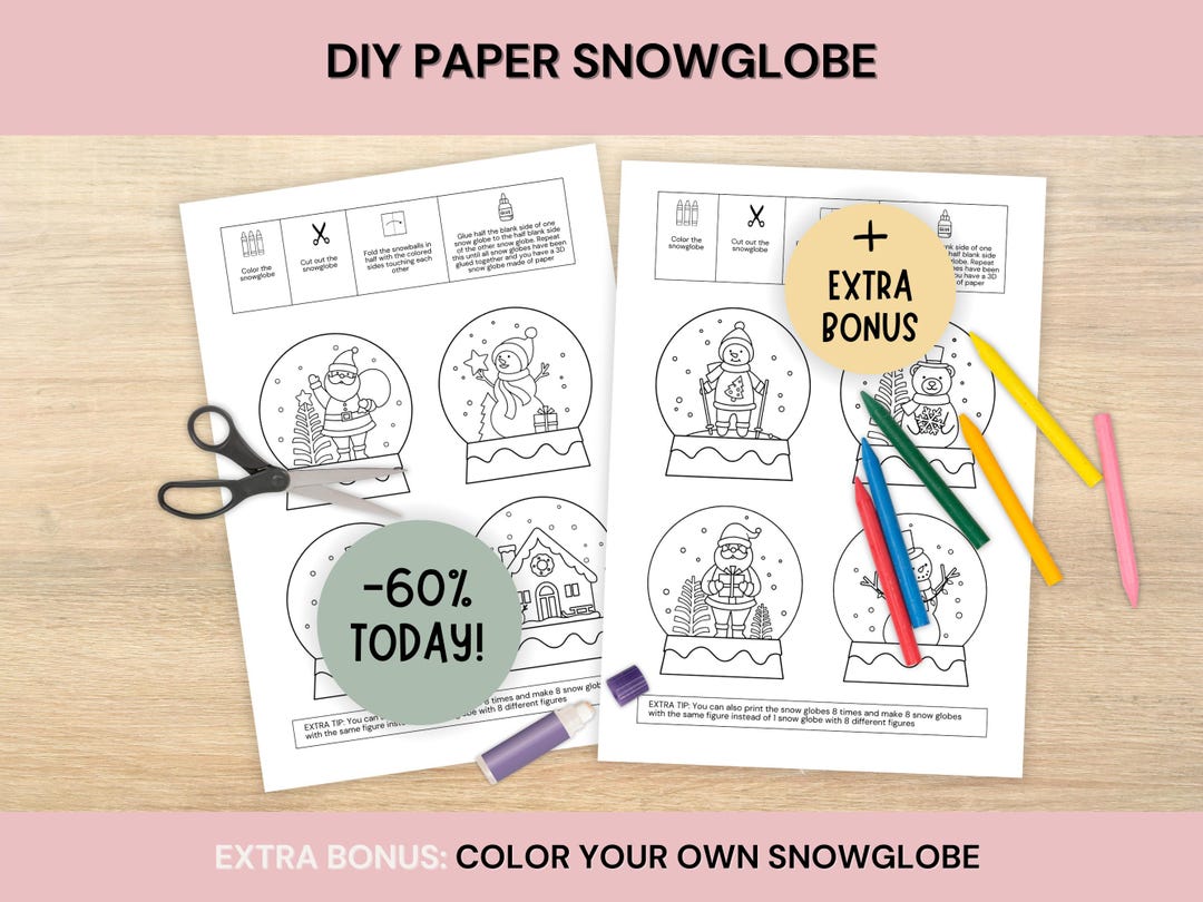 Winter DIY Paper Snow Globe, Christmas Paper Craft Kit, 3D Snow Globe ...