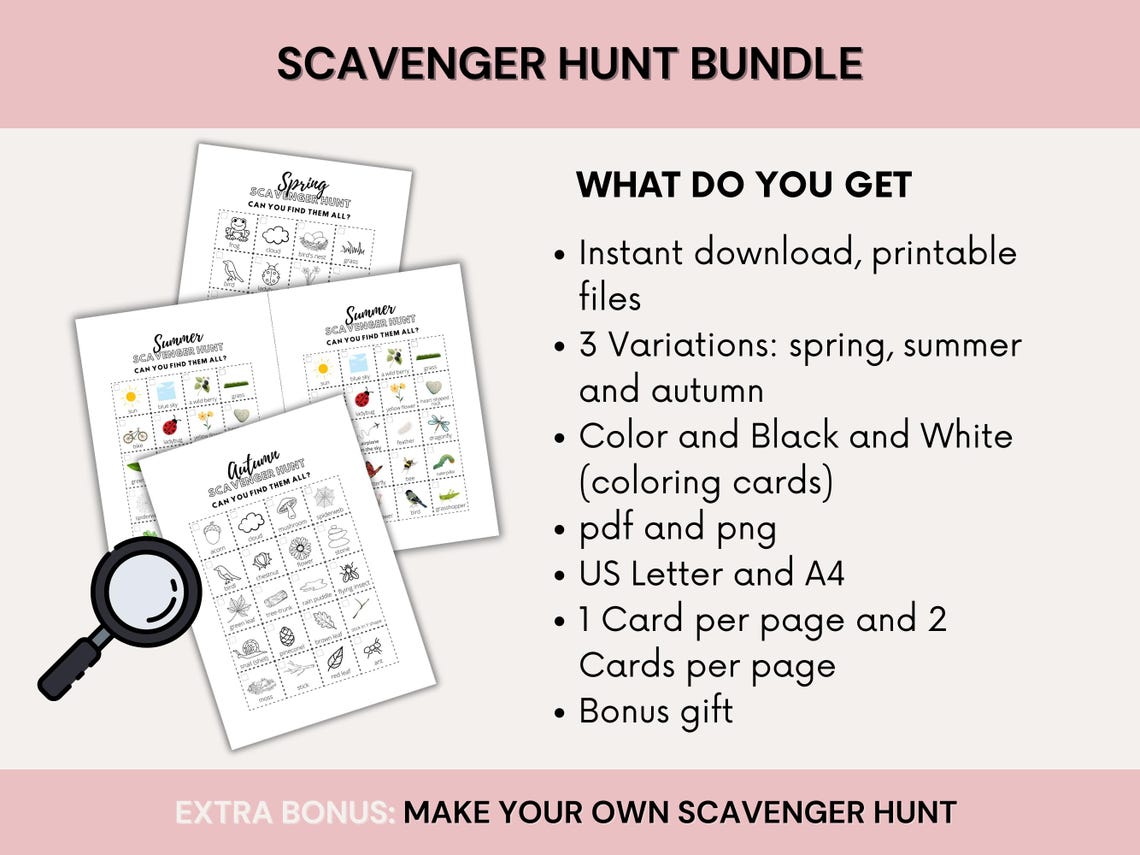 Nature Scavenger Hunt Bundle, Outdoor Activity, Outdoor Nature ...