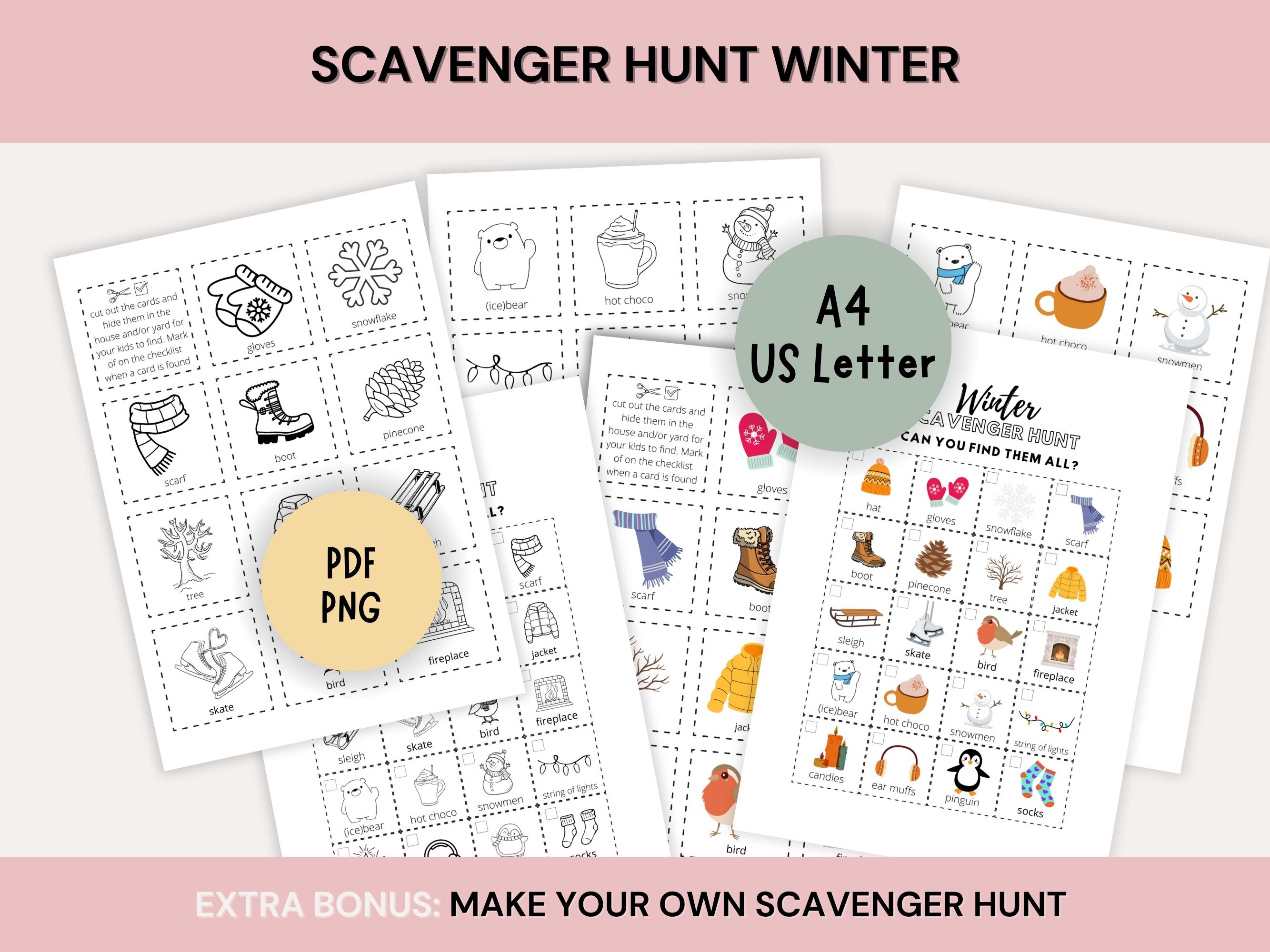 Winter Scavenger Hunt, Printable Outdoor and Indoor Treasure Hunt for ...