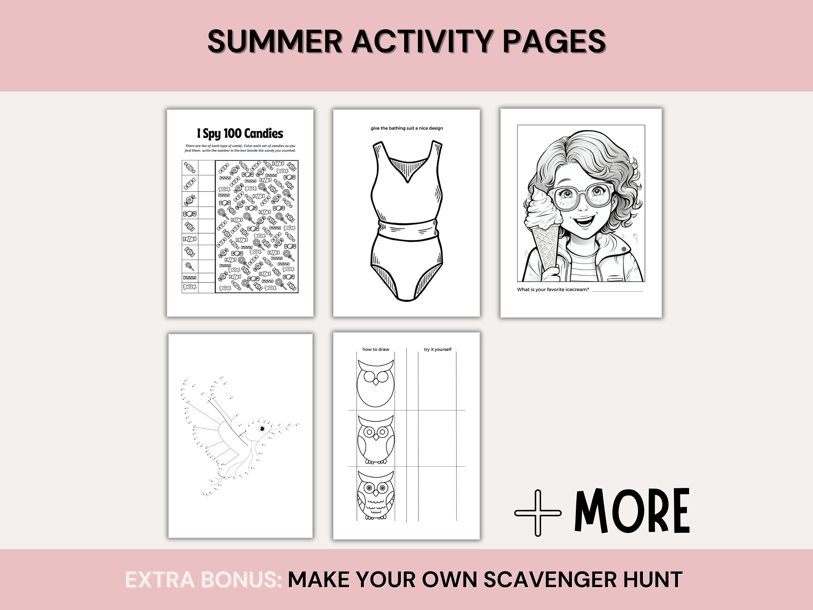 Activity Book Summer, Printable Activity Pages for Kids 7-12, Family ...