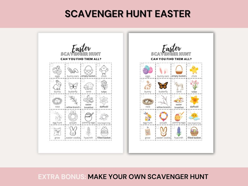 Easter Scavenger Hunt for Kids, Fun Printable Easter Game, Indoor and ...