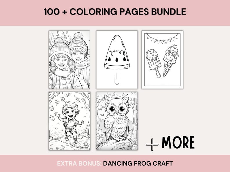 Coloring Pages Set, 100+ Seasonal Coloring Pages Bundle, Winter, Autumn ...