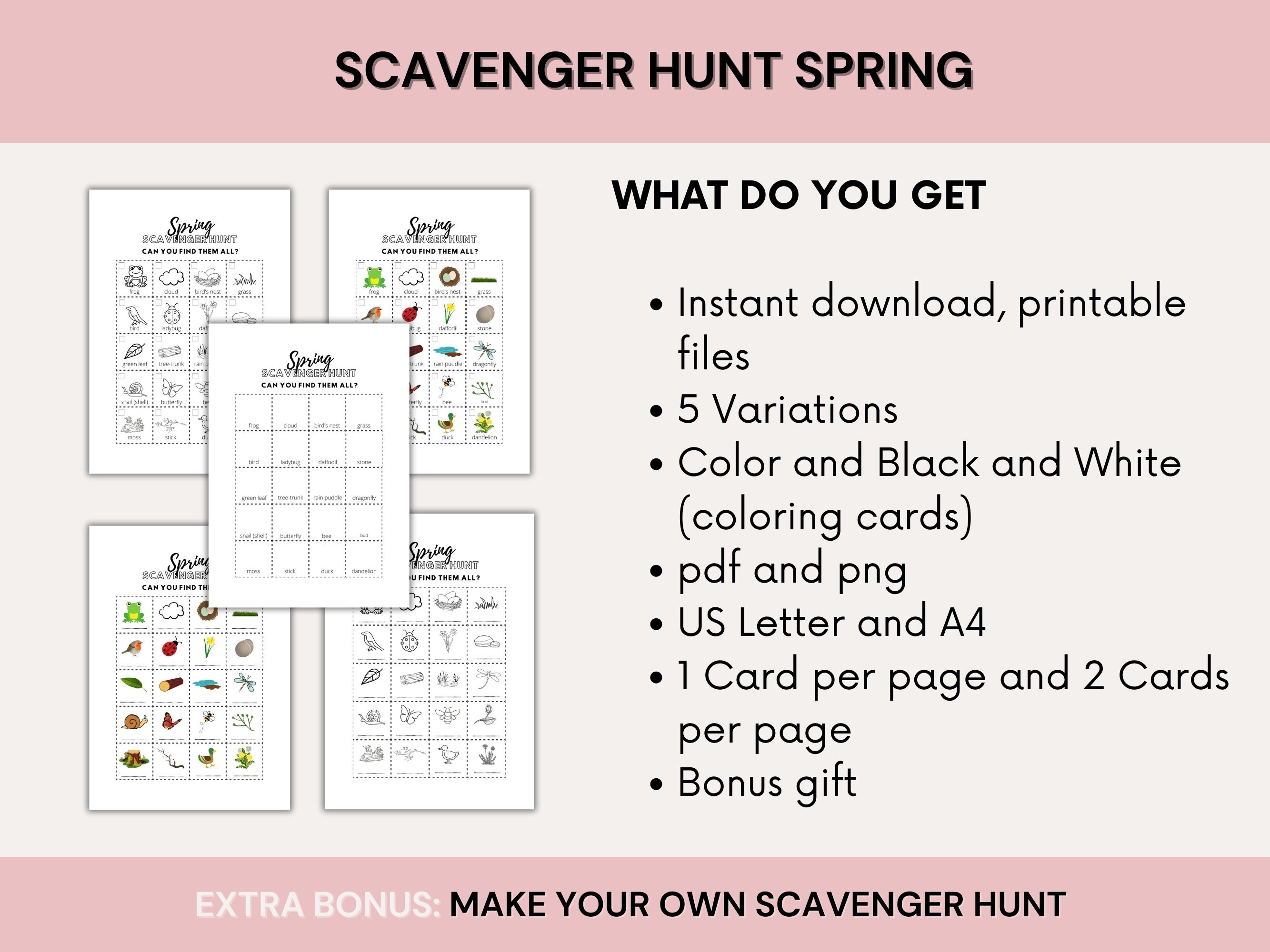 Nature Scavenger Hunt for Kids, Spring Activity, Outdoor Nature ...
