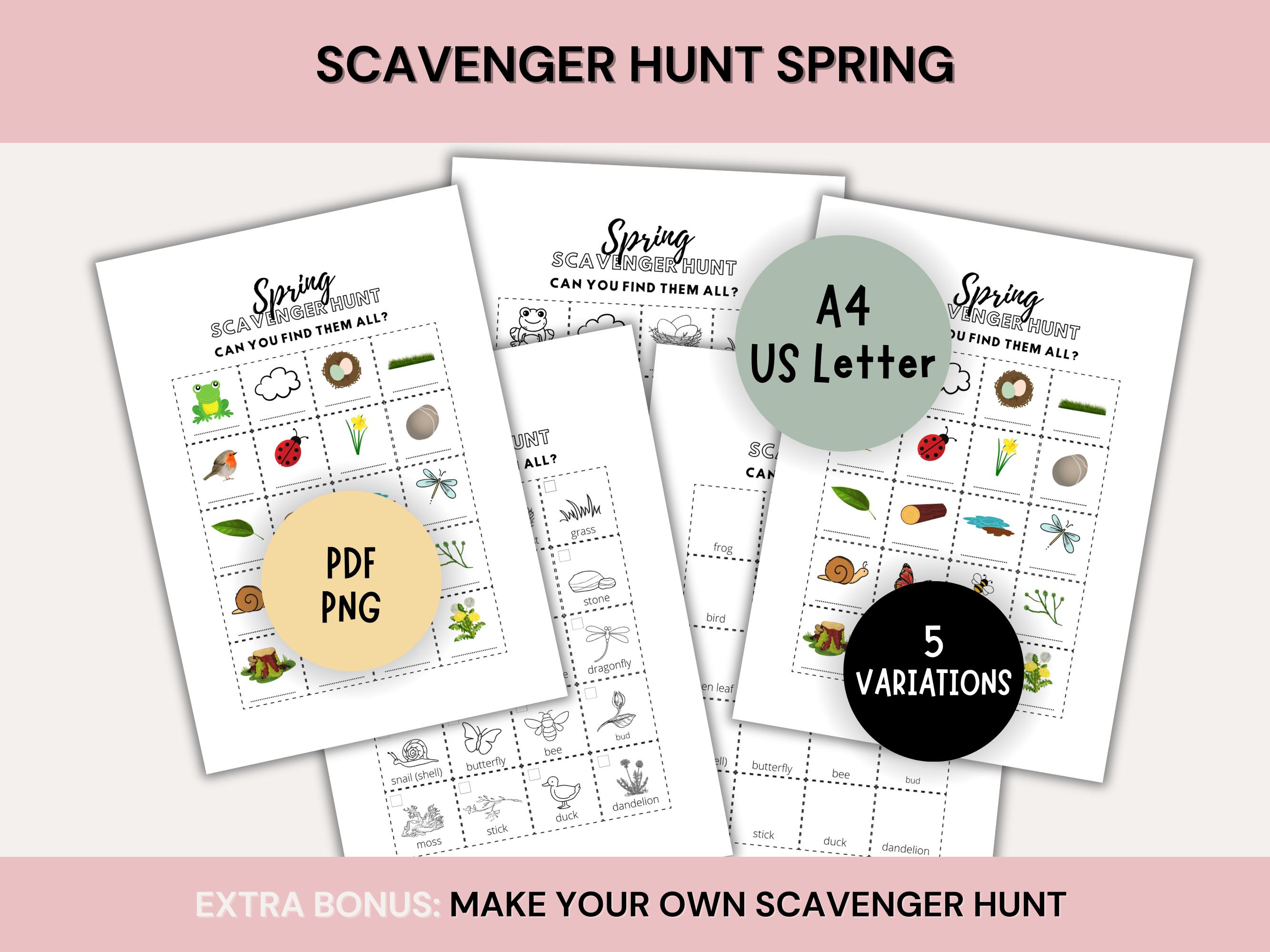 Nature Scavenger Hunt for Kids, Spring Activity, Outdoor Nature ...
