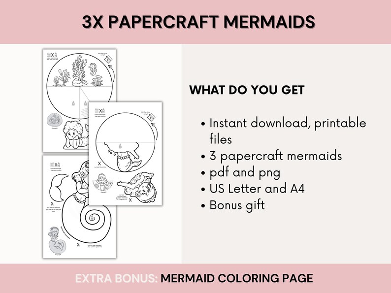 Creative Kids Craft, Mermaids Papercraft Printable Activity, Fun Family ...