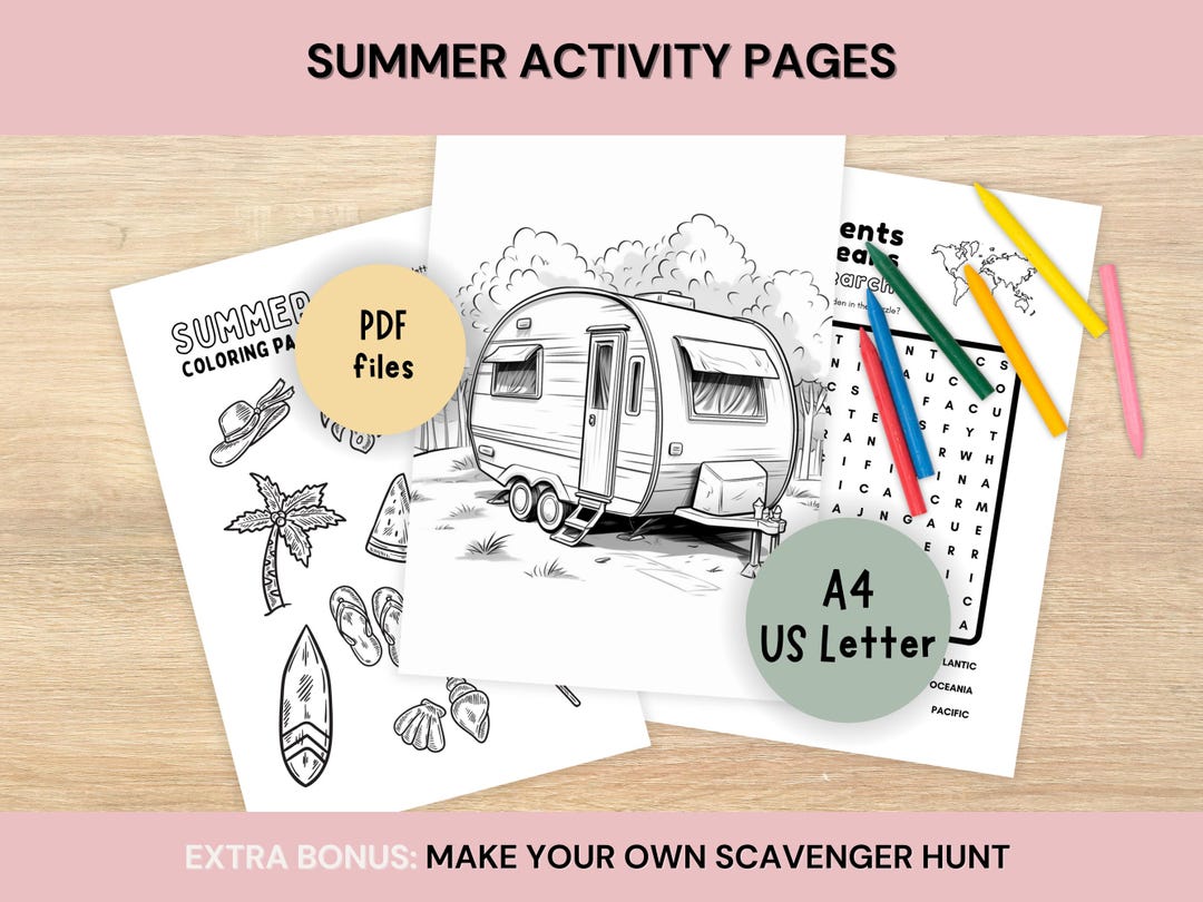 Activity Book Summer, Printable Activity Pages for Kids 7-12, Family ...