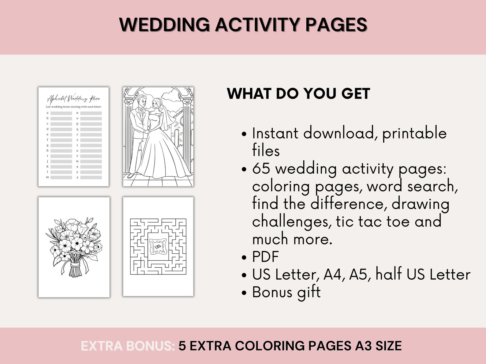 Kids Wedding Activity Pages, Fun Coloring, Mazes, Word Search ...