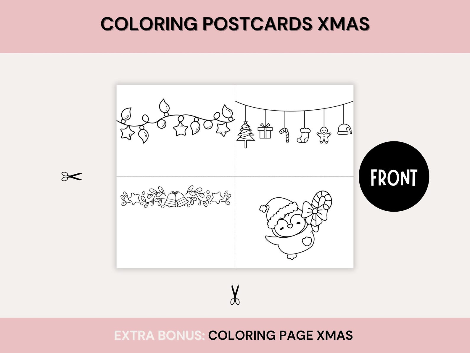 Printable Christmas Coloring Cards, DIY Holiday Craft for Kids, 8 ...