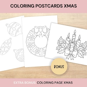 Printable Christmas Coloring Cards, DIY Holiday Craft for Kids, 8 ...
