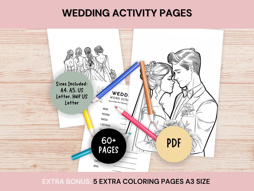 Wedding Day Printable Activity Pages - Fun Coloring Pages, Mazes, Word ...