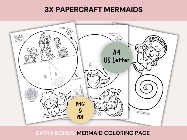 Creative Kids Craft, Mermaids Papercraft Printable Activity, Fun Family ...