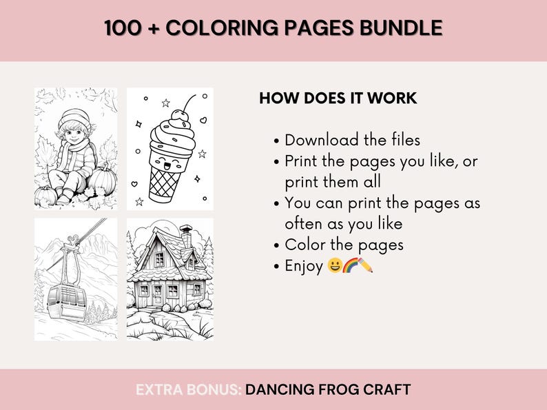 Coloring Pages Set, 100+ Seasonal Coloring Pages Bundle, Winter, Autumn ...