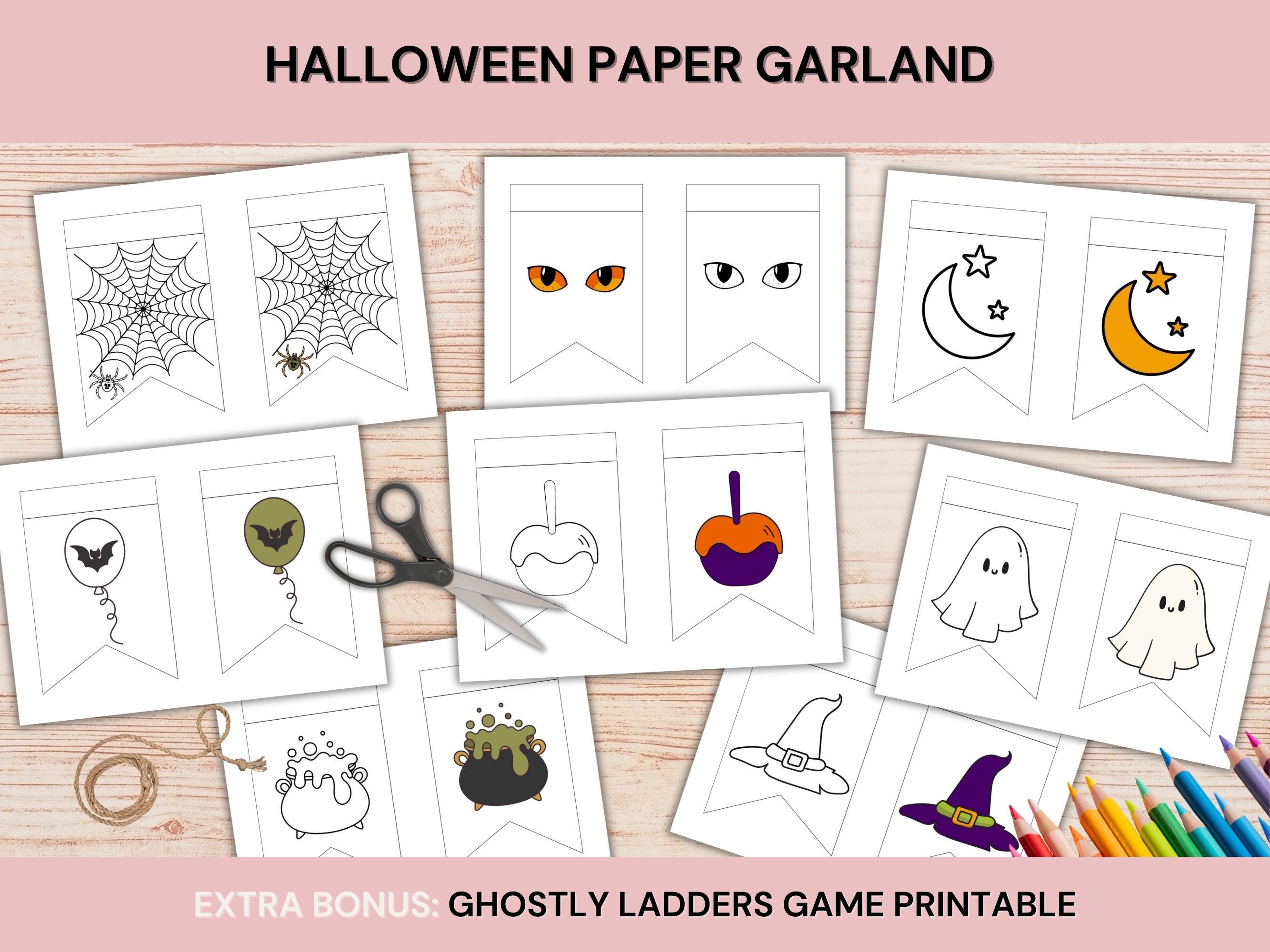 DIY Halloween Banner: Printable Coloring Paper Garland for Festive ...