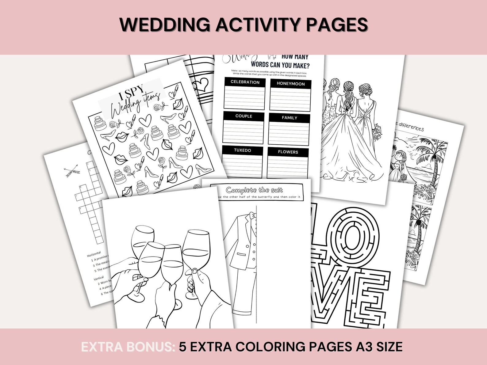 Kids Wedding Activity Pages, Fun Coloring, Mazes, Word Search ...
