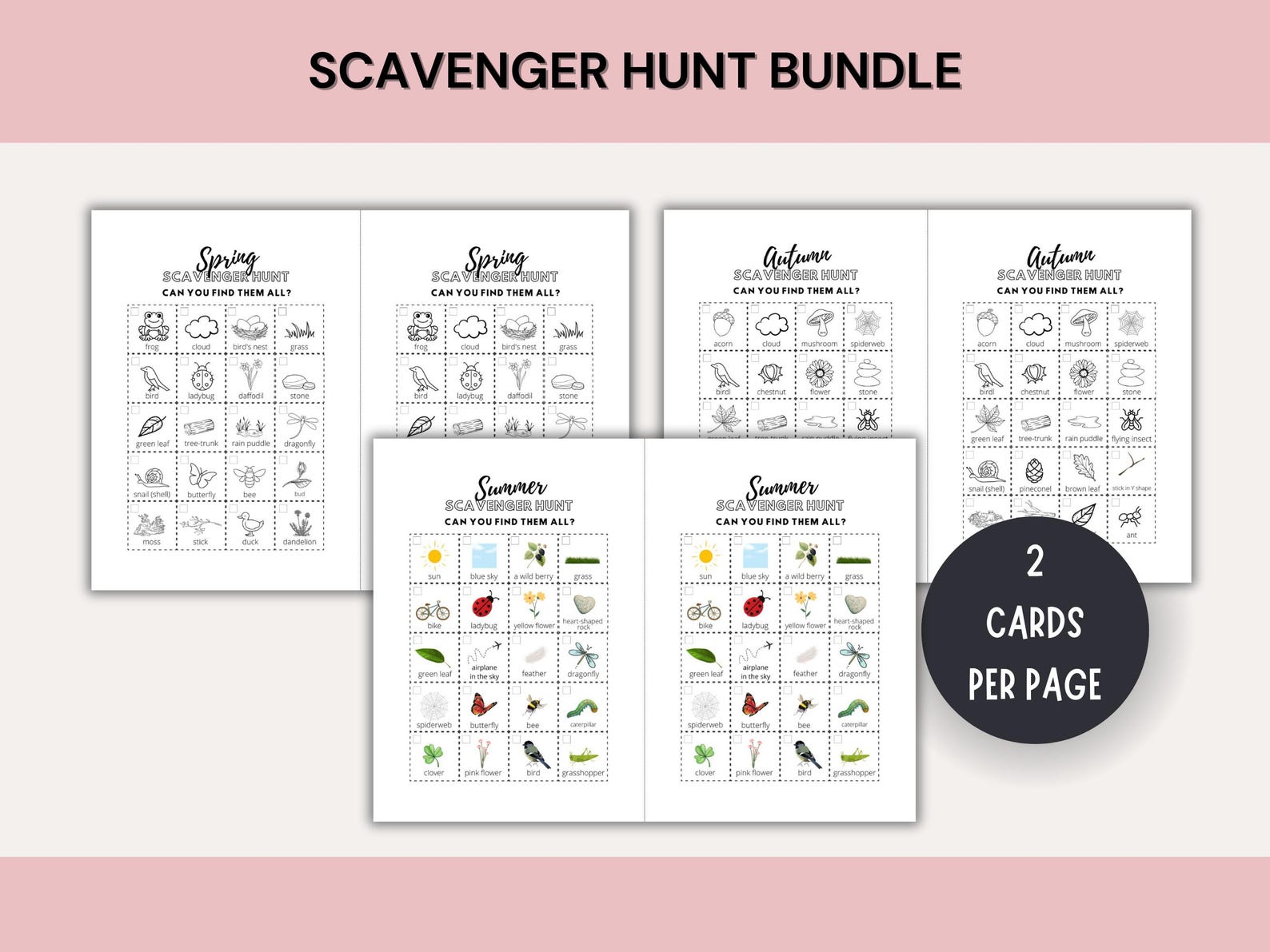 Nature Scavenger Hunt Bundle, Outdoor Activity, Outdoor Nature ...