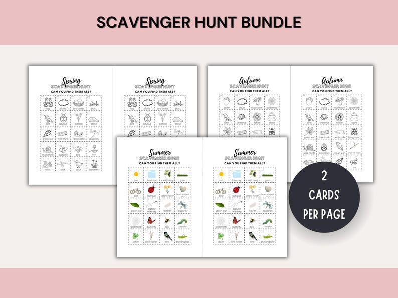 Nature Scavenger Hunt Bundle, Outdoor Activity, Outdoor Nature ...
