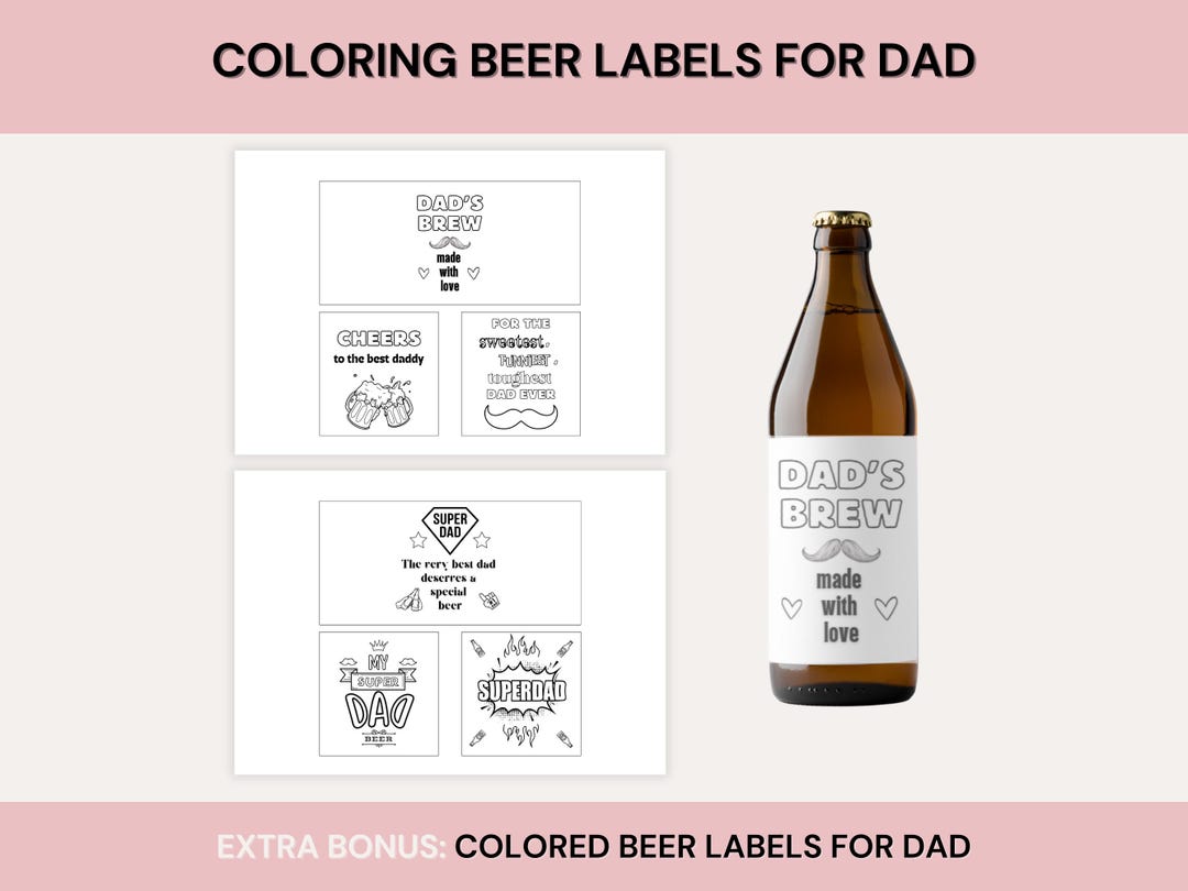 Printable Beer Labels for Dad – DIY Coloring Gift for Father’s Day or ...