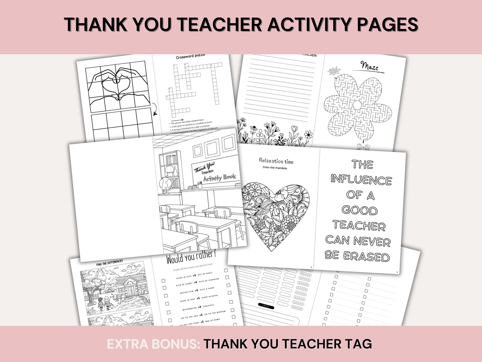 Special Teacher Appreciation Gift, Printable Thank You Teacher Activity ...