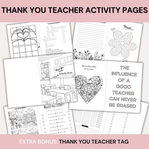Thank You Teacher Gift, Printable Thank You Teacher Activity Booklet ...