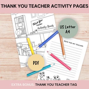 Special Teacher Appreciation Gift, Printable Thank You Teacher Activity ...
