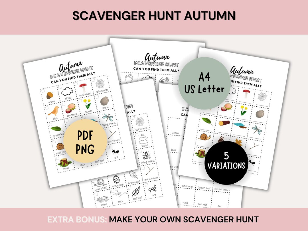 Nature Scavenger Hunt for Kids, Autumn Activity, Outdoor Nature ...
