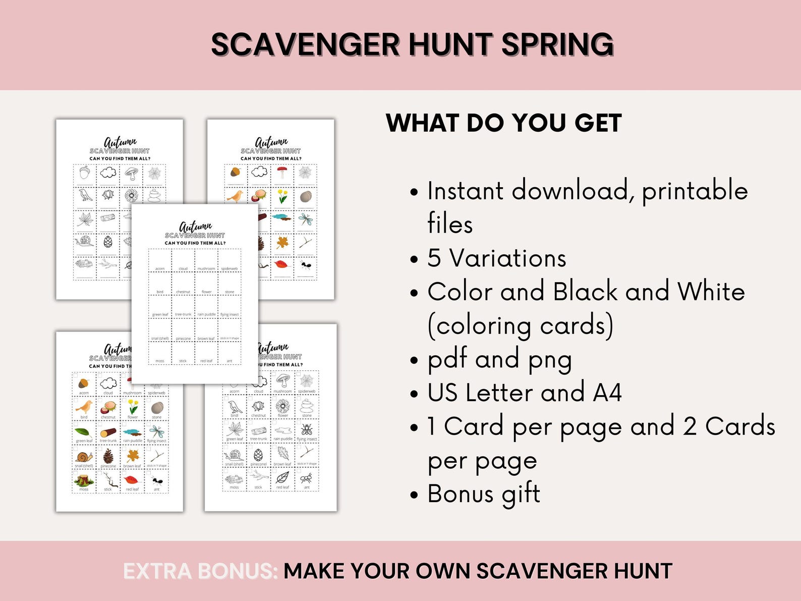 Nature Scavenger Hunt for Kids, Autumn Activity, Outdoor Nature ...