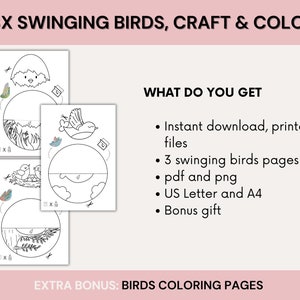 Creative Kids Craft Swinging Birds PDF Printable Activity, Fun Family ...