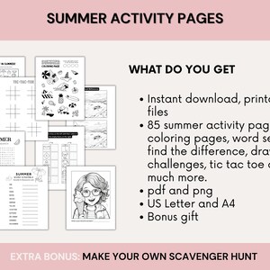 Activity Book Summer, Printable Activity Pages for Kids 7-12, Family ...