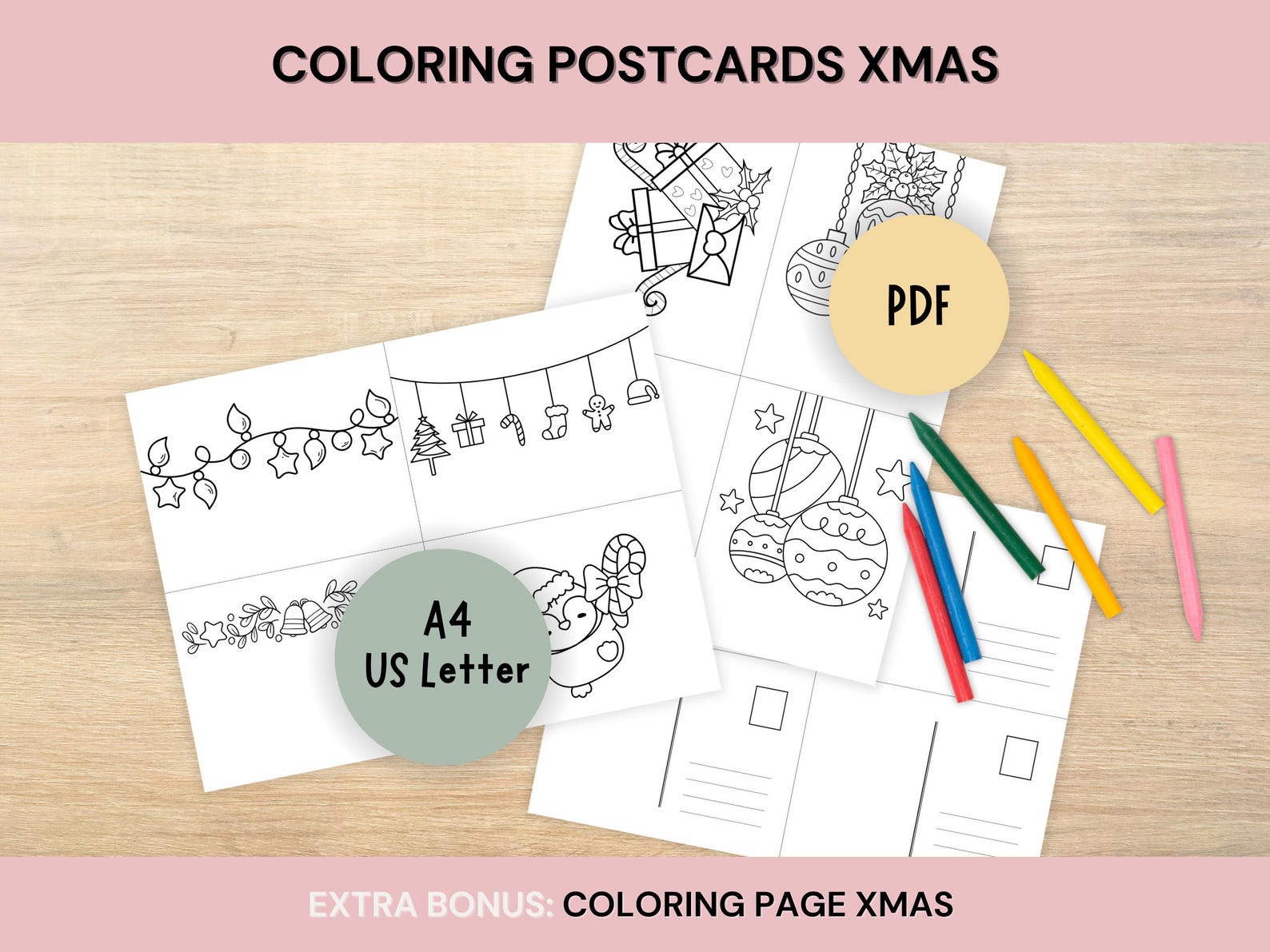Printable Christmas Coloring Cards, DIY Holiday Craft for Kids, 8 ...