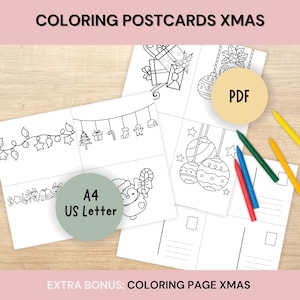 Printable Christmas Coloring Cards, DIY Holiday Craft for Kids, 8 ...