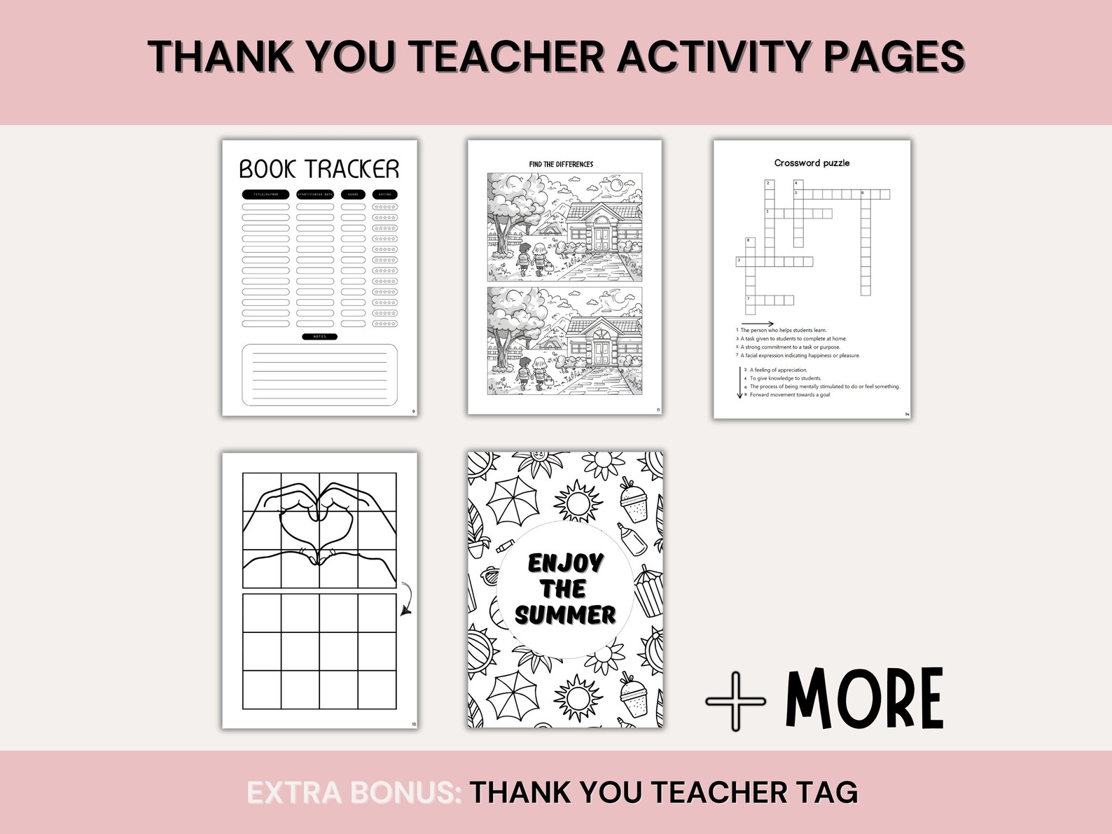 Thank You Teacher Gift, Printable Thank You Teacher Activity Booklet ...