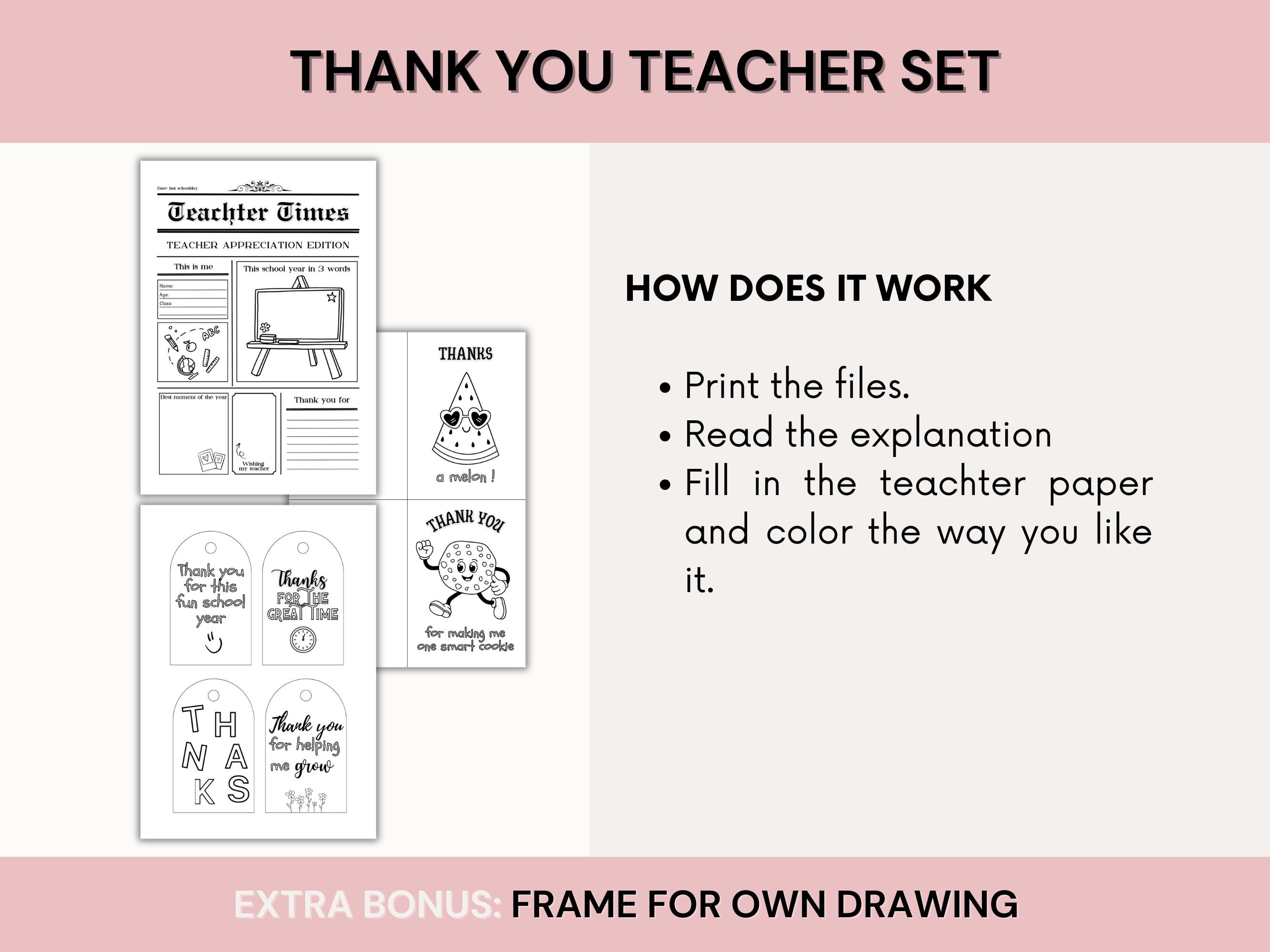 Teacher Appreciation Printable Kit | End of School Year Gift for Kids ...