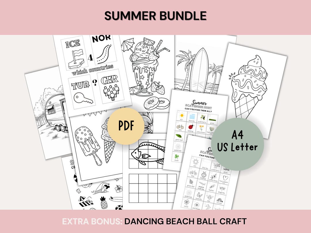 Summer Entertainment Kit for Kids, Ultimate Summer Bundle: Scavenger ...