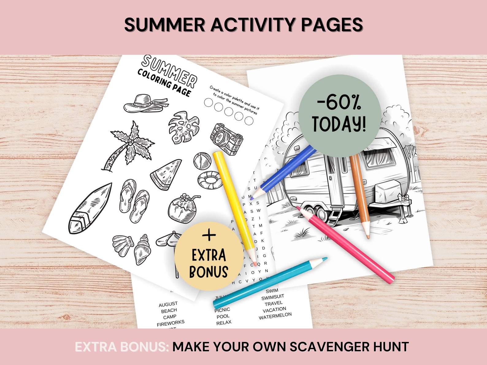 Activity Book Summer, Printable Activity Pages for Kids 7-12, Family ...