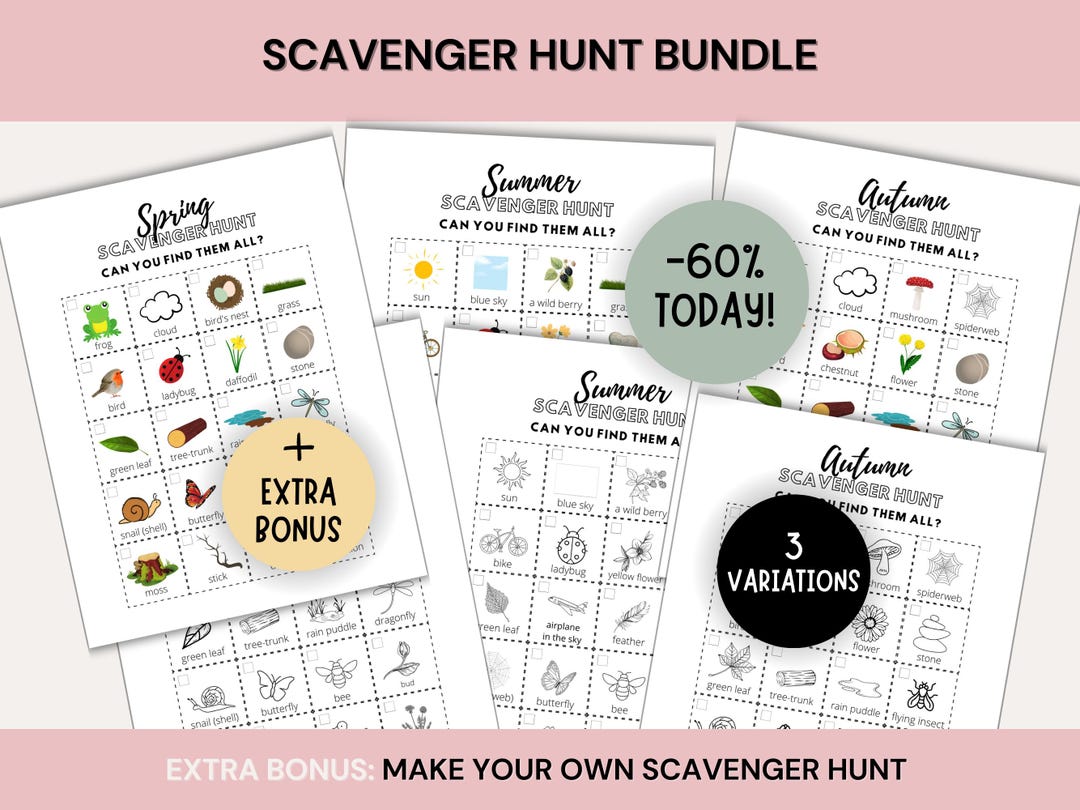 Nature Scavenger Hunt Bundle, Outdoor Activity, Outdoor Nature ...