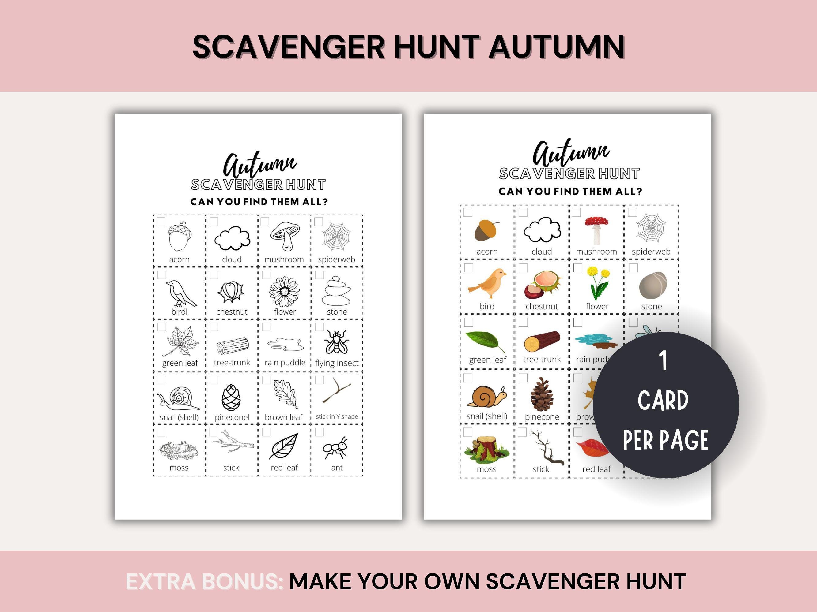 Nature Scavenger Hunt for Kids, Autumn Activity, Outdoor Nature ...