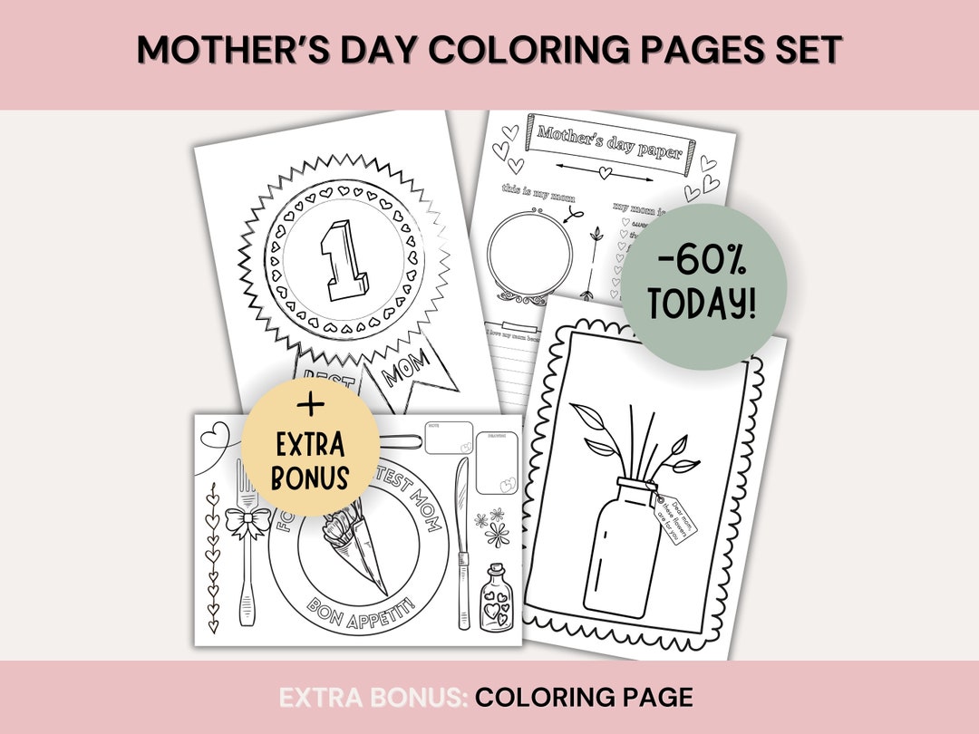 Mother's Day Printable Set, Coloring Pages, News Page, Placemat for Mom ...