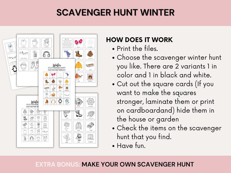 Winter Scavenger Hunt, Printable Outdoor and Indoor Treasure Hunt for ...