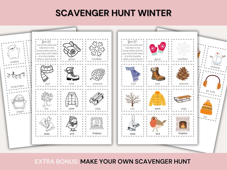 Winter Scavenger Hunt, Printable Outdoor and Indoor Treasure Hunt for ...