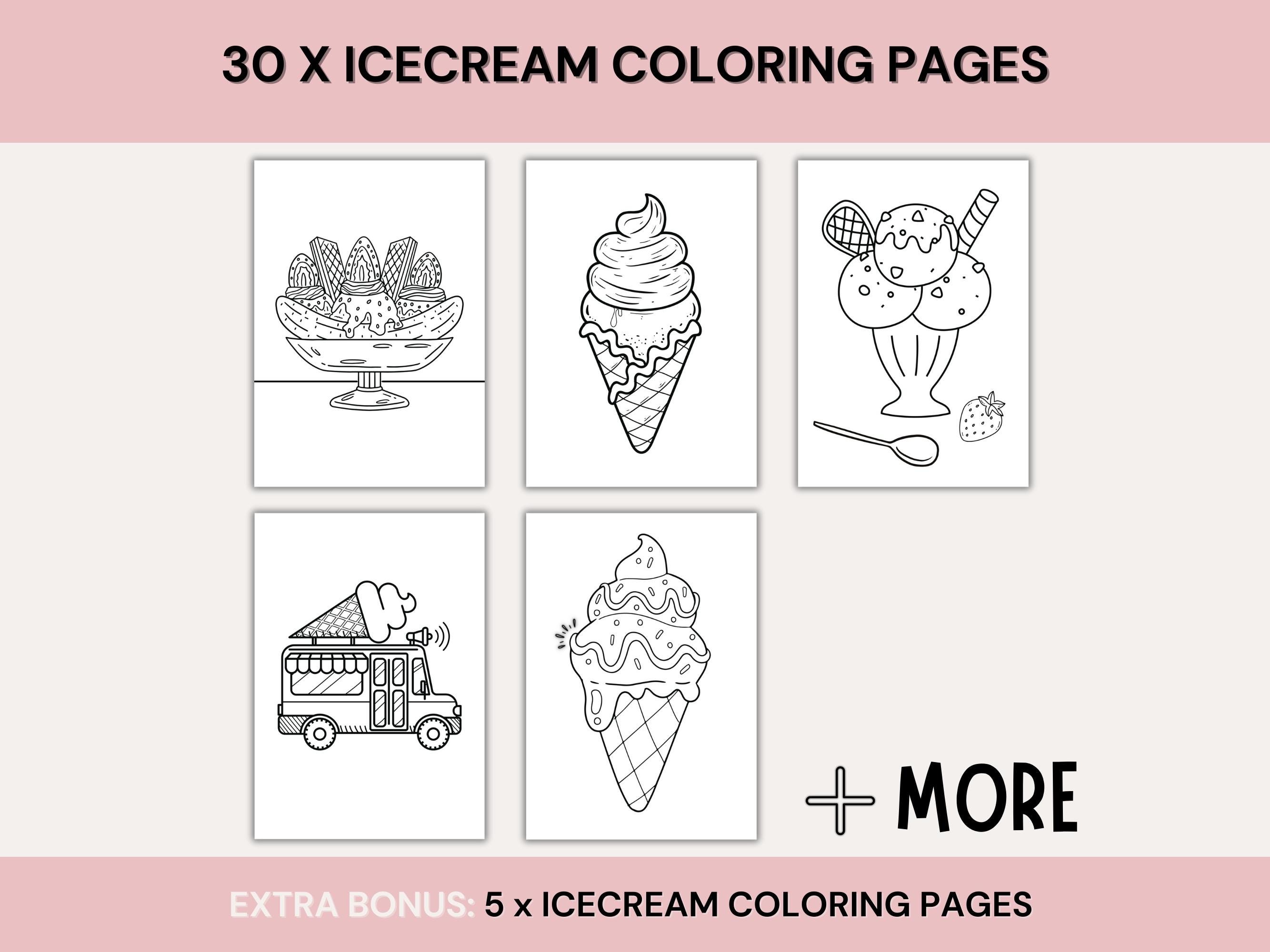 Ice Cream Coloring Bundle for Kids | 30 Pages + 5 Extra Printables ...