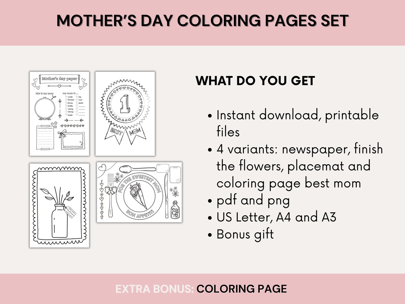 Mother's Day Coloring Pages for Kids | Printable Gift for Mom ...