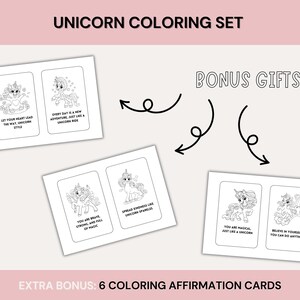 Cute Magical Unicorn Coloring Set With Bonus Positive Self-esteem ...