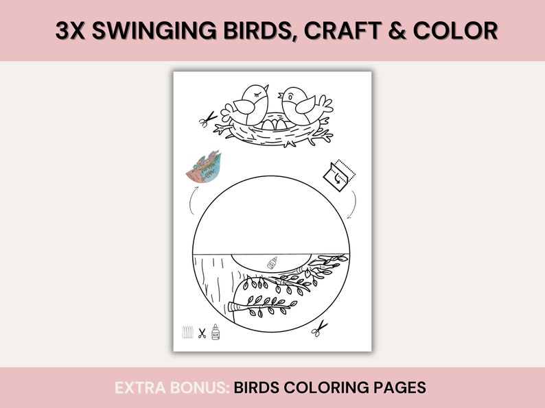 Creative Kids Craft Swinging Birds PDF Printable Activity, Fun Family ...