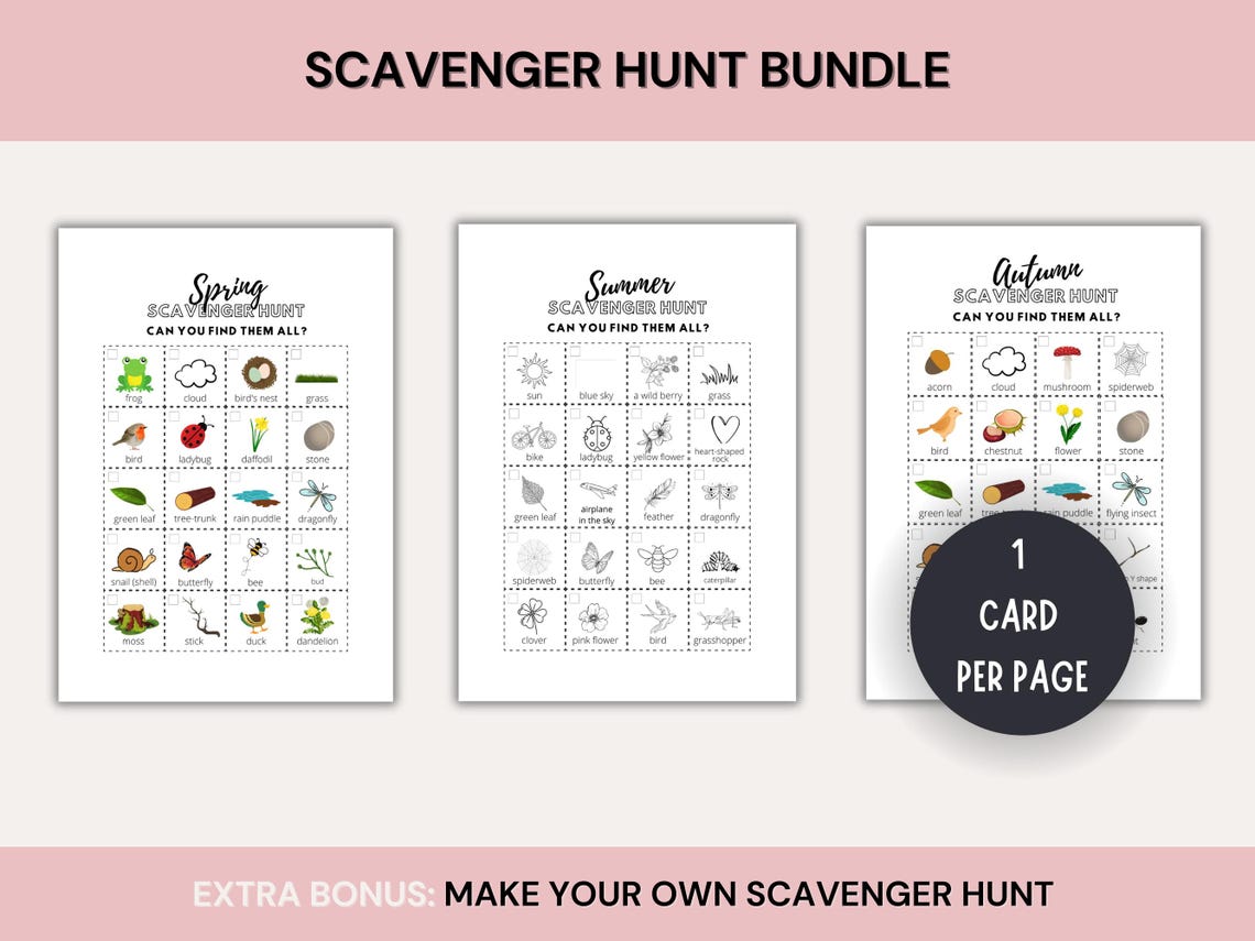 Nature Scavenger Hunt Bundle, Outdoor Activity, Outdoor Nature ...
