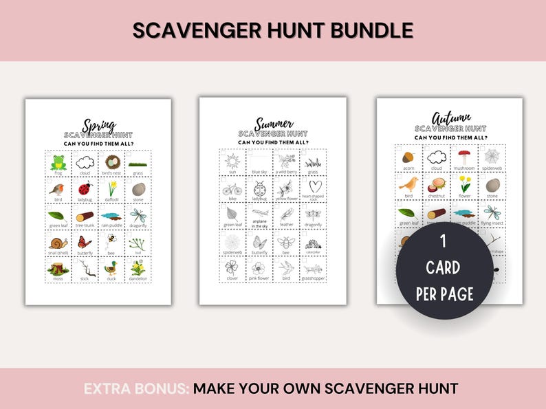 Nature Scavenger Hunt Bundle, Outdoor Activity, Outdoor Nature ...