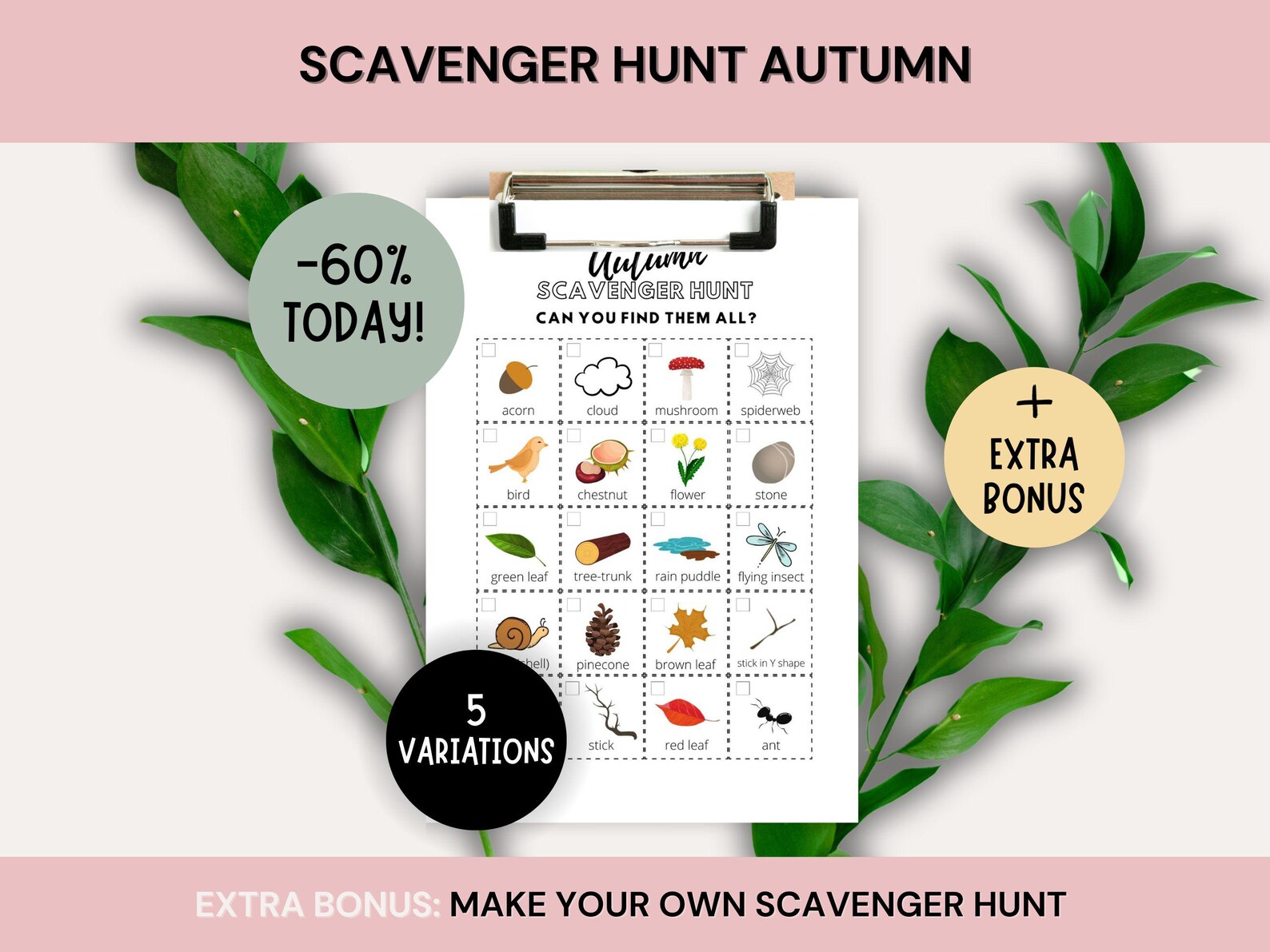 Printable Autumn Scavenger Hunt for Kids Fall Activity for Families and ...