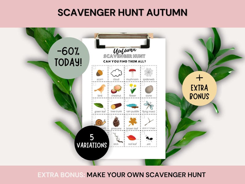 Printable Autumn Scavenger Hunt for Kids Fall Activity for Families and ...