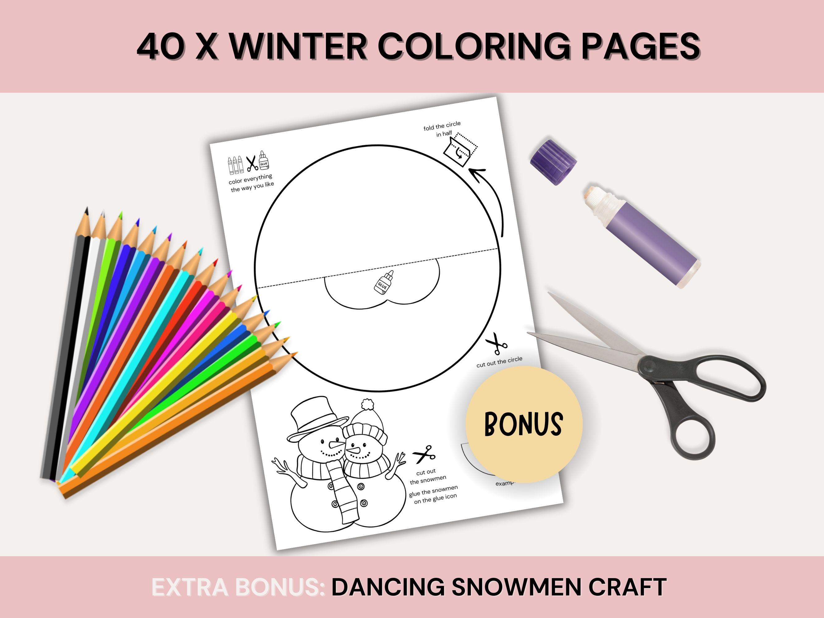 Winter Fun Coloring Pages, Winter Coloring Sheets Bundle: 40 Designs in ...