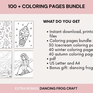Coloring Pages Set, 100+ Seasonal Coloring Pages Bundle, Winter, Autumn ...